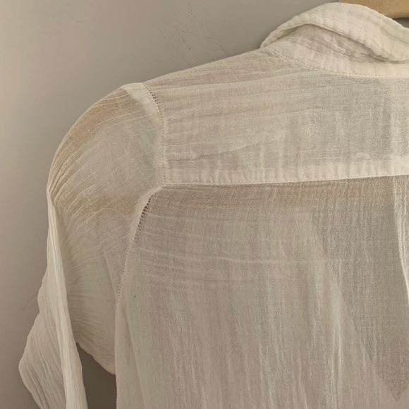 Free People | Tops | Free People One Sheer White Button Down Blouse Xs ...
